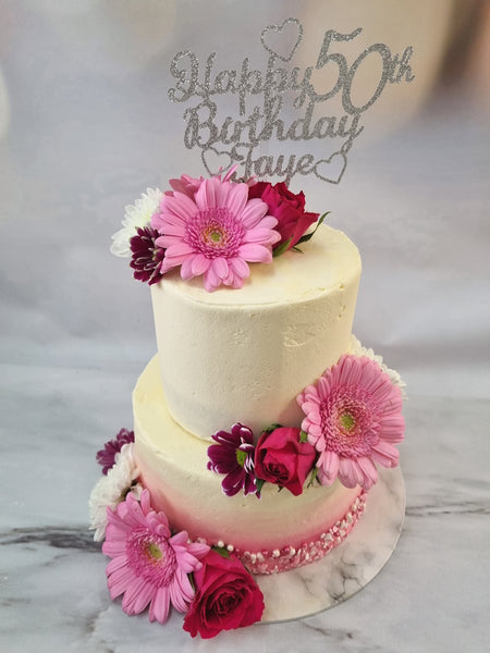 Crafty Cakes | Exeter | UK - Two-tire Ombre, Fresh Floral Delight Cake